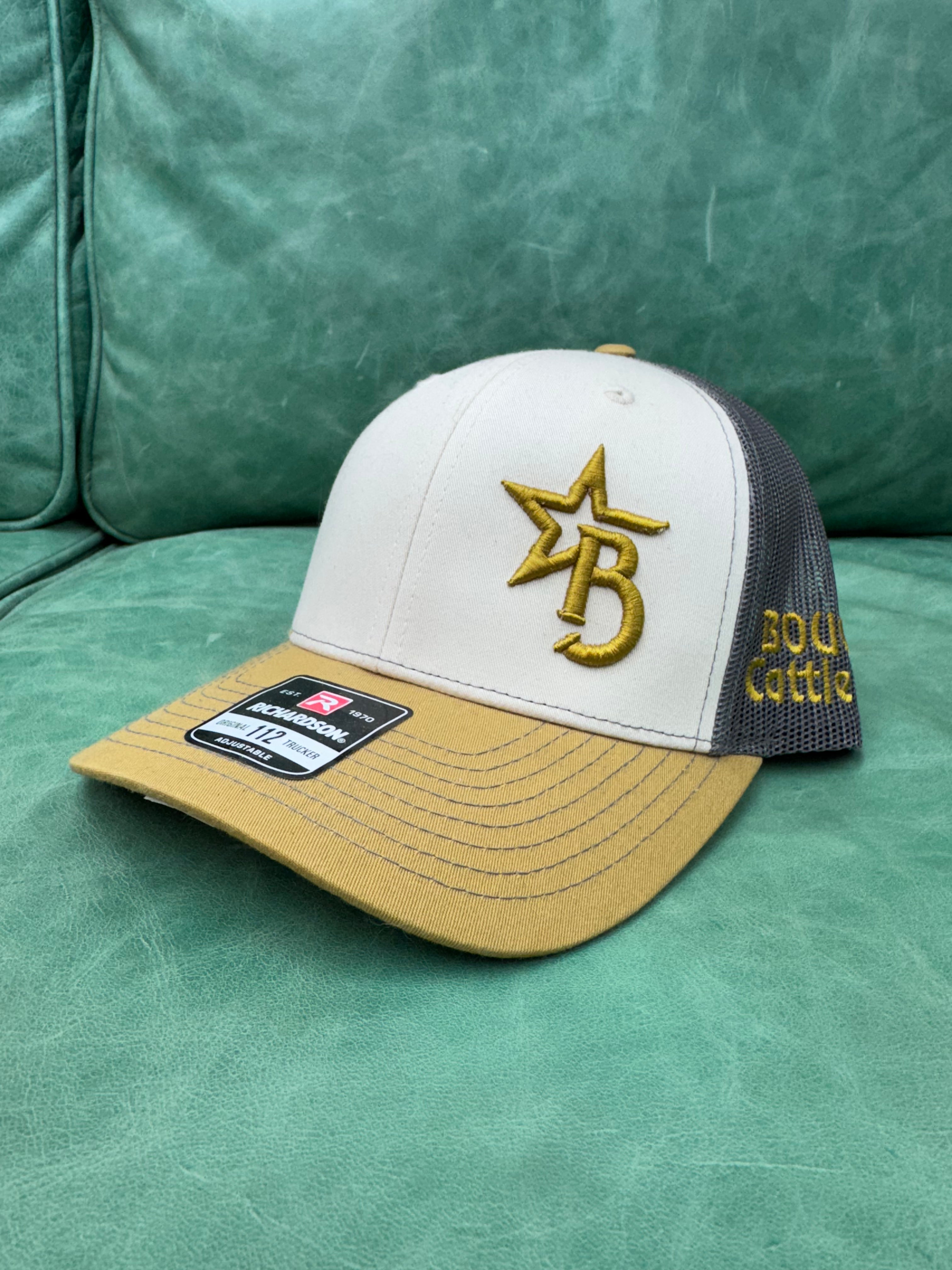 Tri Color Hat with Gold Bougie Logo – Bougie Cattle company